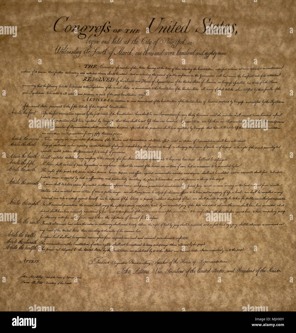 Original Bill Of Rights Document