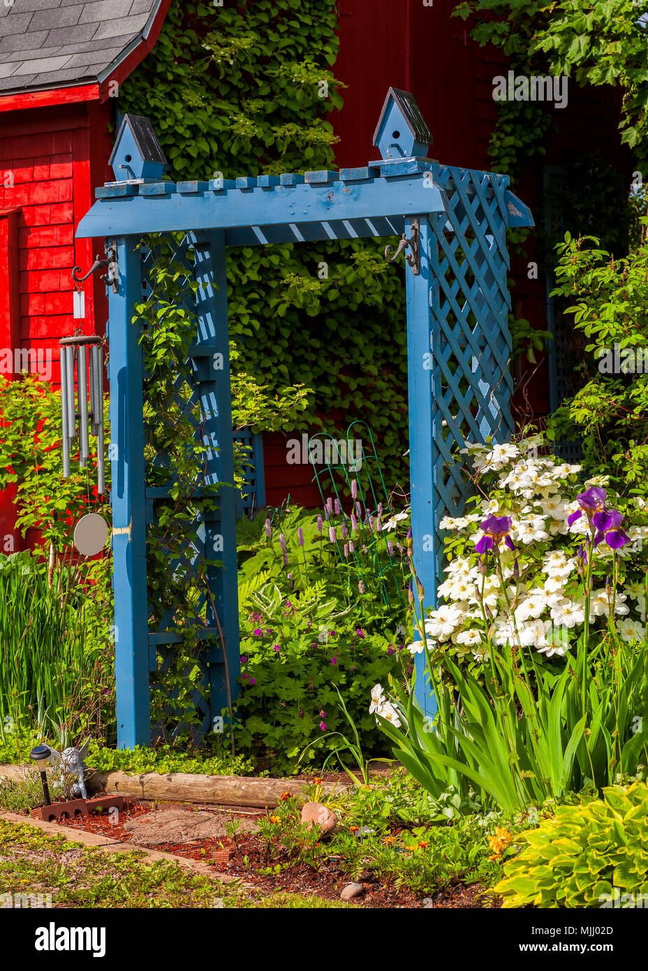 Beautiful rustic arbor in a country garden Stock Photo - Alamy
