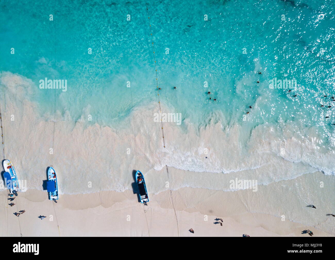 Aerial view of Pescadores beach in Tulum Mexico. North America beach ...