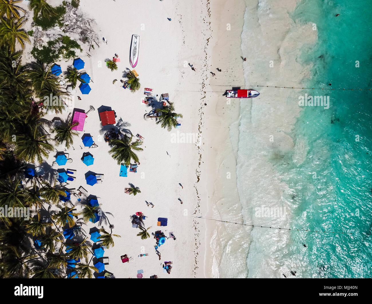 Aerial view of Pescadores beach in Tulum Mexico. North America beach ...