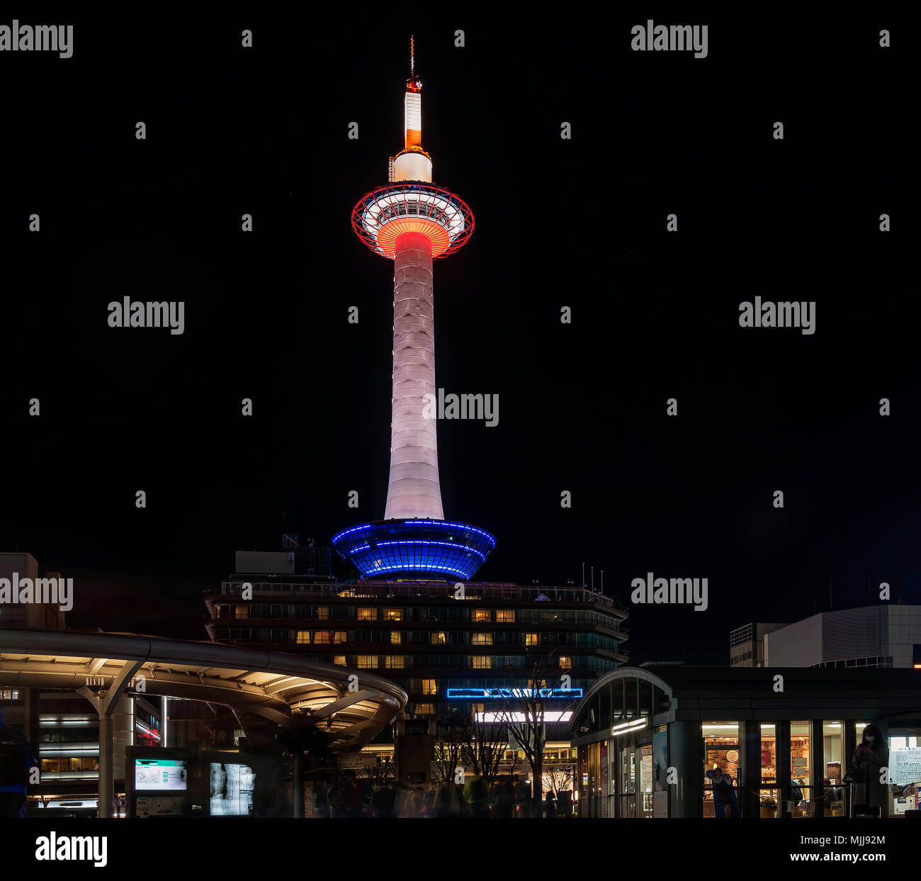 View of the famous Kyoto Tower at night, Japan Stock Photo - Alamy