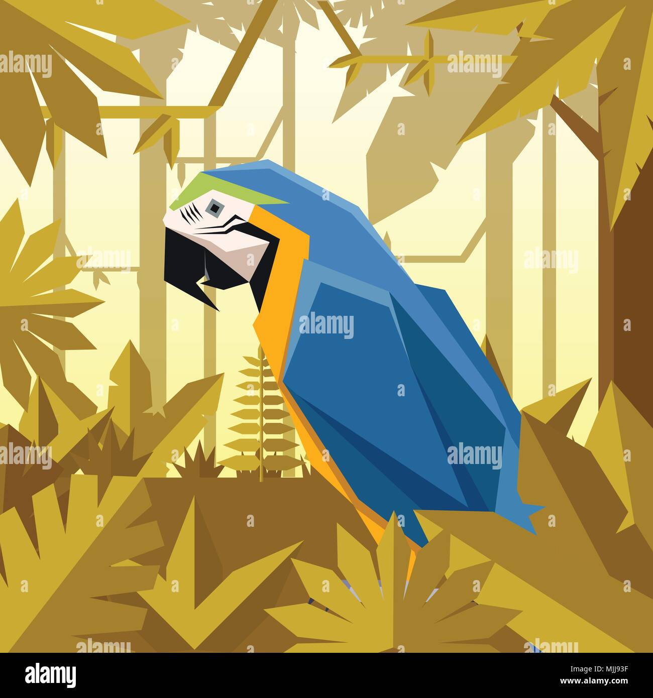 Vector image of the Flat geometric jungle background with Blue-and ...