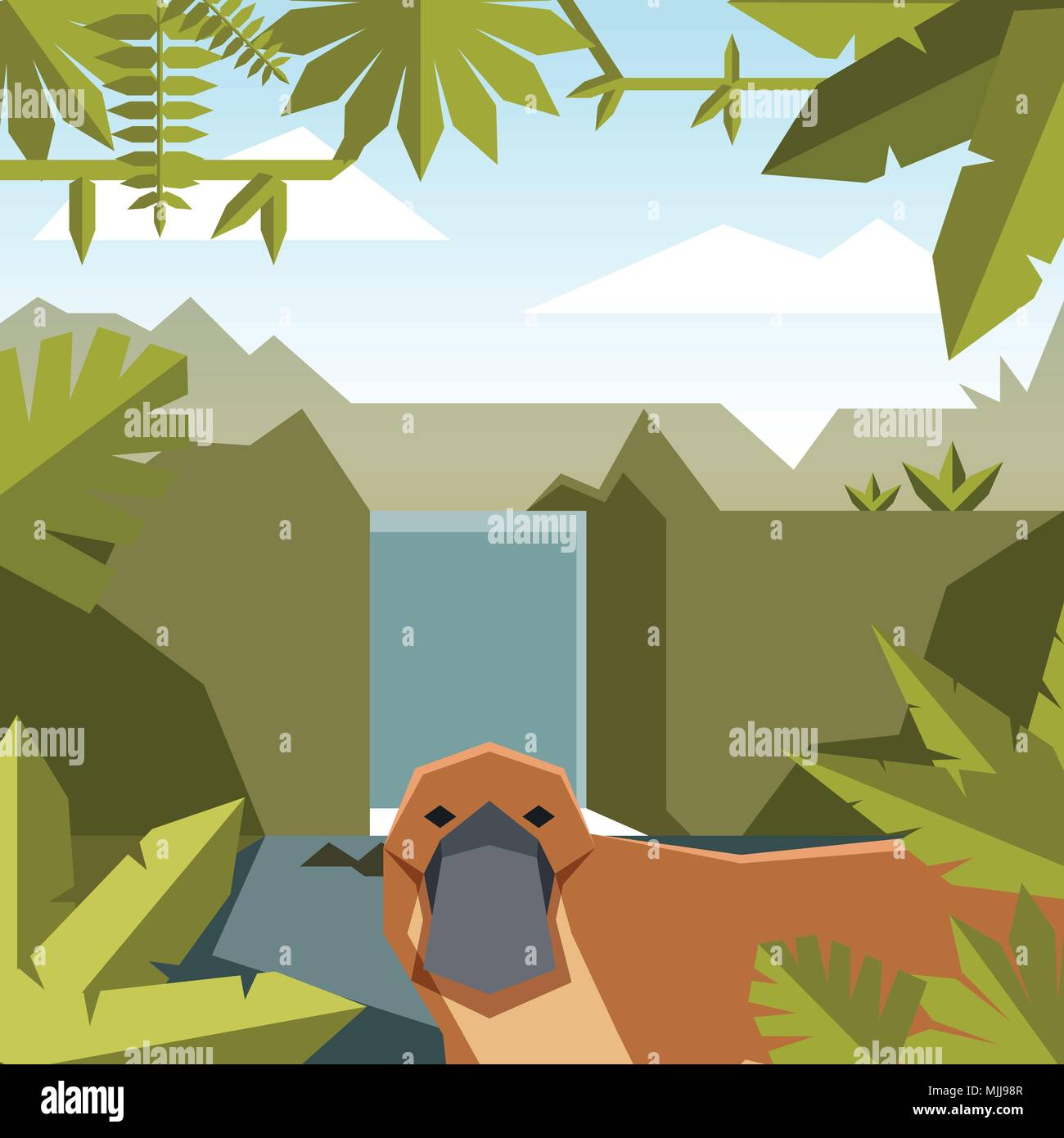 Flat geometric jungle background with Platypus Stock Vector Image & Art ...