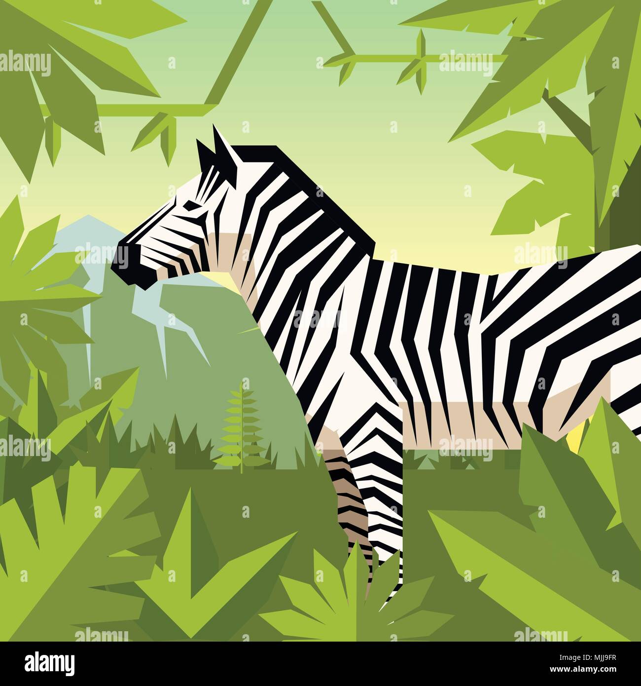 Flat geometric jungle background with Zebra Stock Vector Image & Art ...