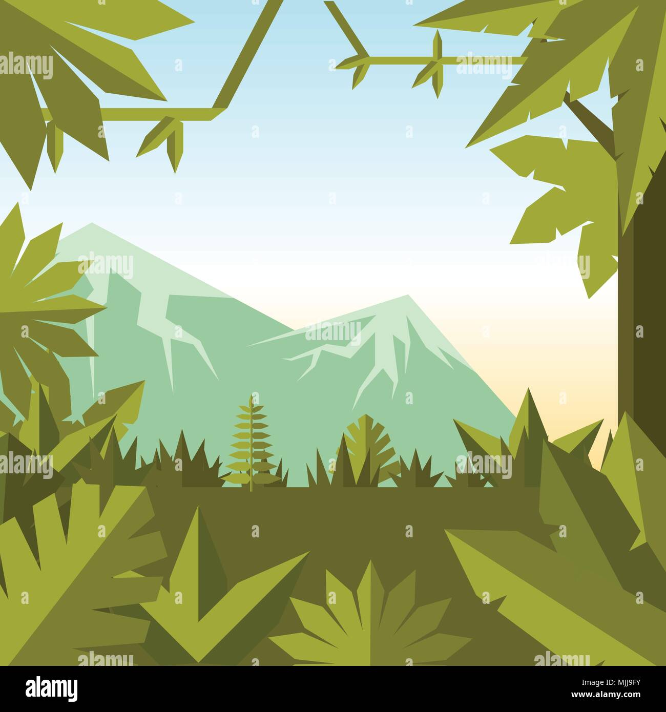 Cartoon jungle background Stock Vector Images - Alamy