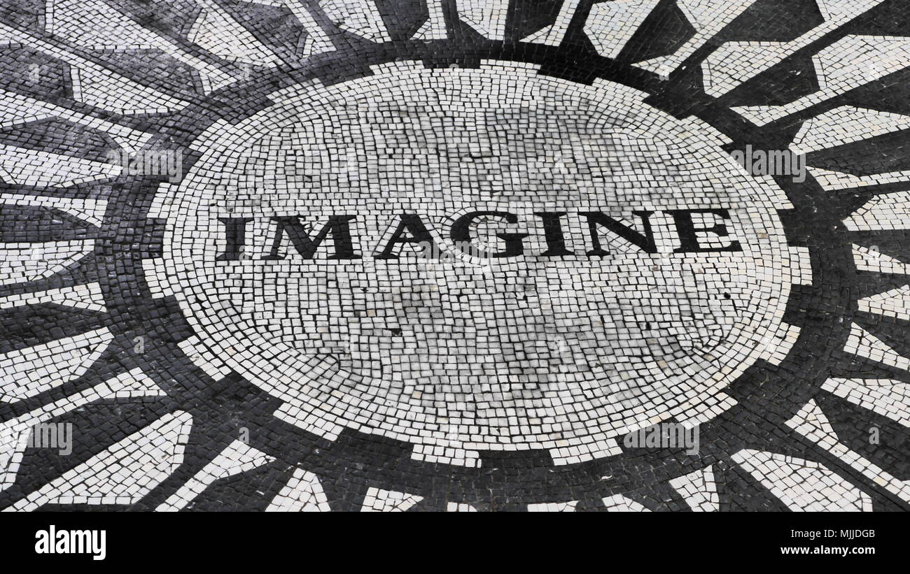 John Lennon memorial in strawberry fields, Central Park, NYC Stock ...