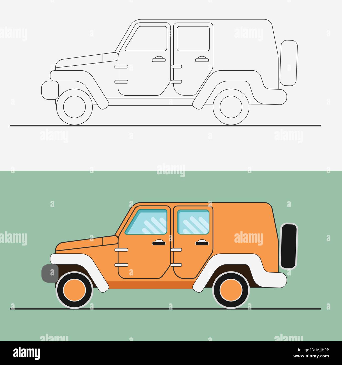 Jeep SUV vector illustration . Line art jeep Stock Vector Image & Art ...