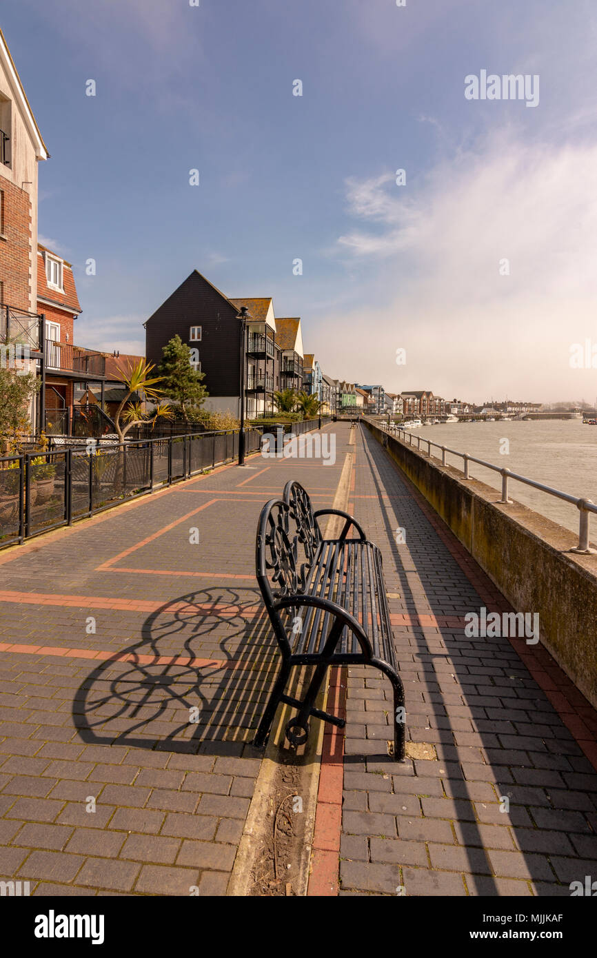 Riverside walkway along the River Arun, Littlehampton, UK Stock Photo ...