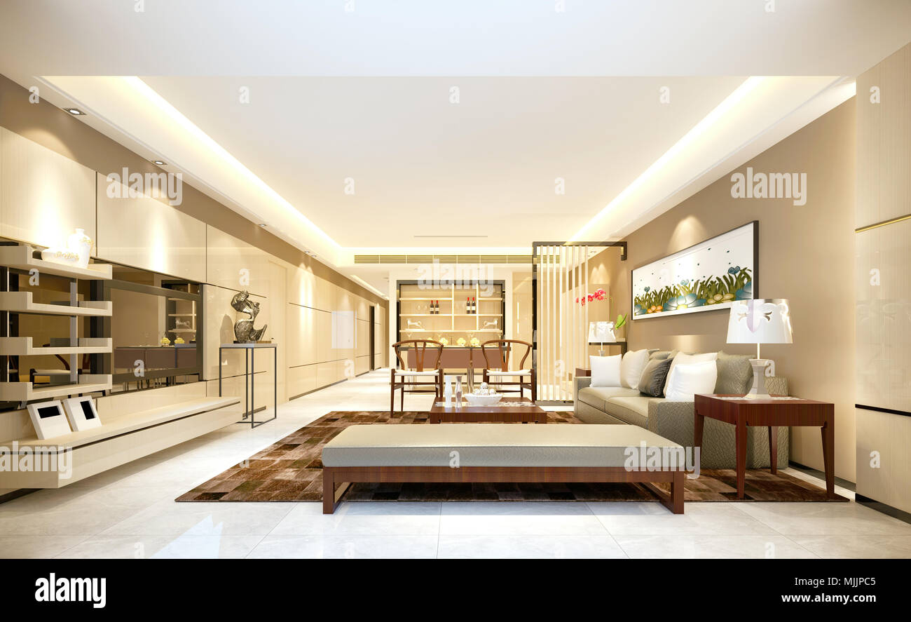 3d render of living room Stock Photo - Alamy