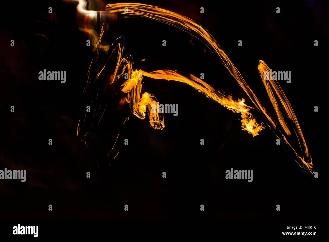 Fire dancers Swing fire dancing show fire show dance man juggling with ...