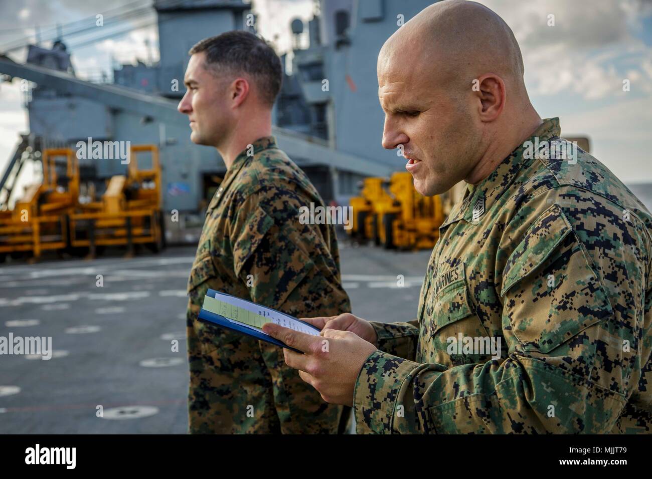 U.S. Marine Corps 1st Sgt. Christian Appleman, first sergeant of Fox ...