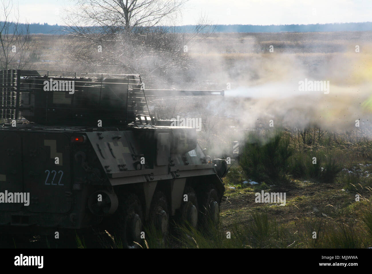 Yavoriv, Ukraine – A Ukrainian ground forces BTR-4 armored personnel ...