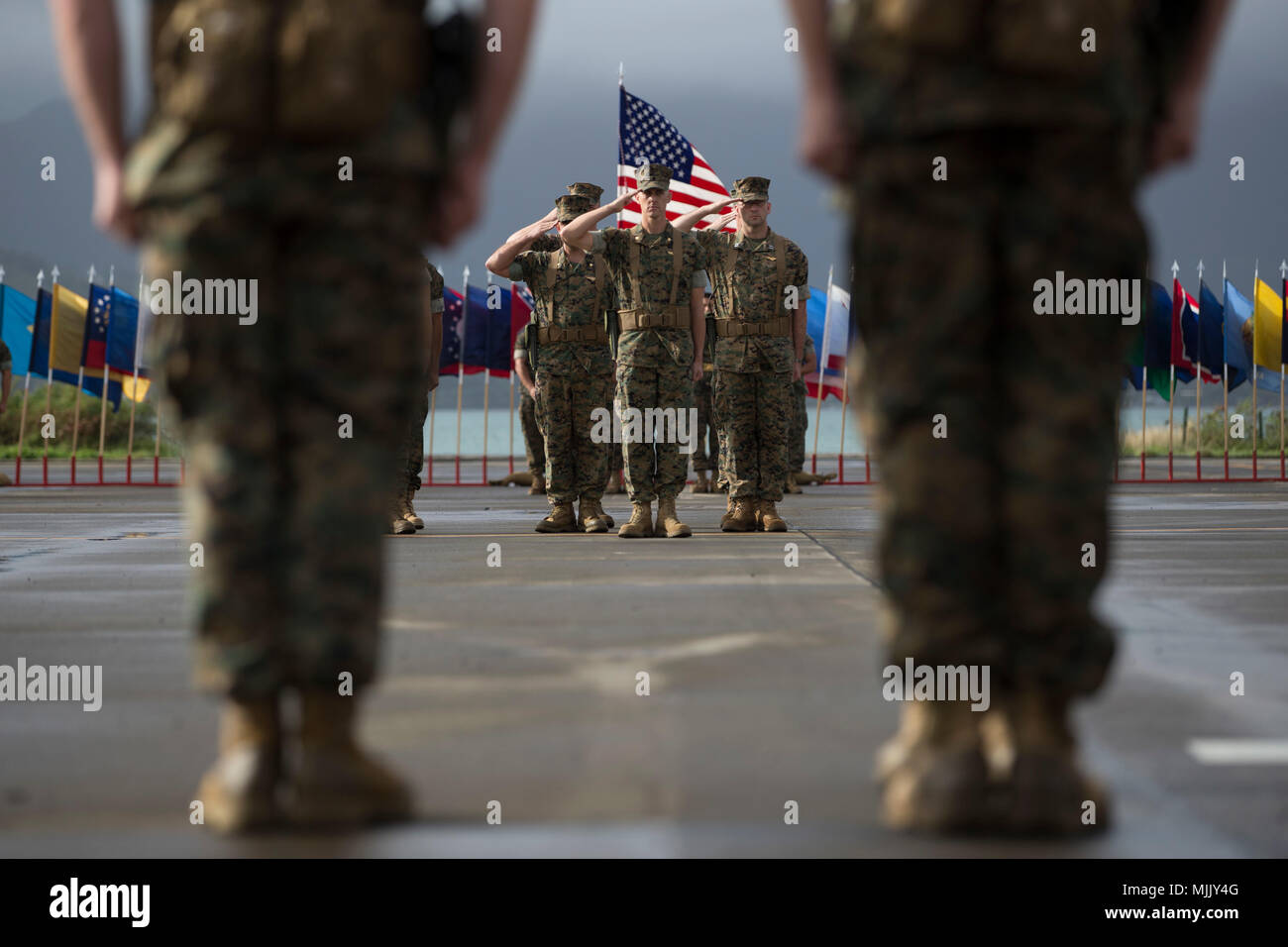 U.S. Marines with the staff for the Marine Heavy Helicopter Squadron ...