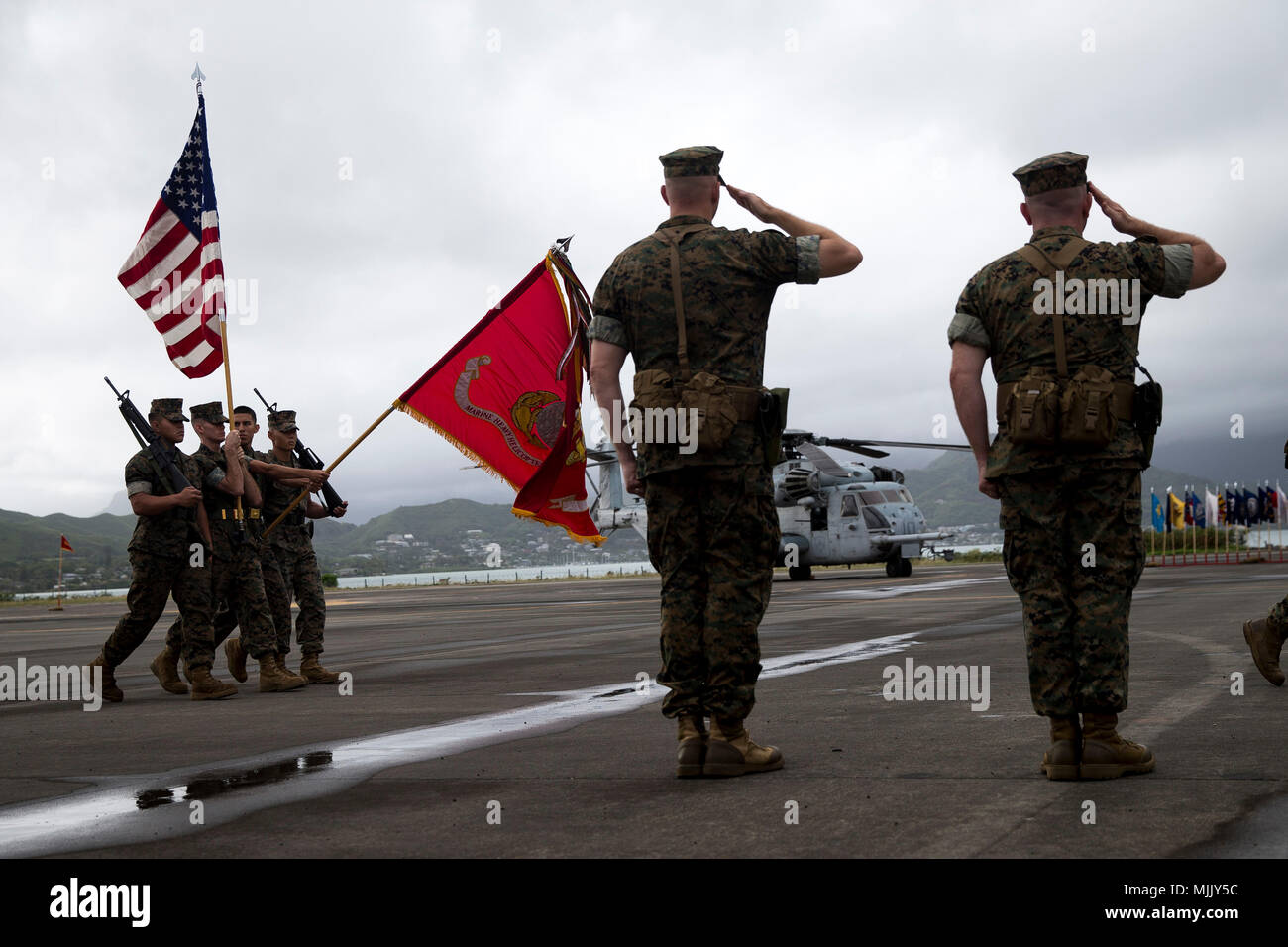 U.S. Marine Corps Lt. Col. Eric D. Purcell, off-going commanding ...