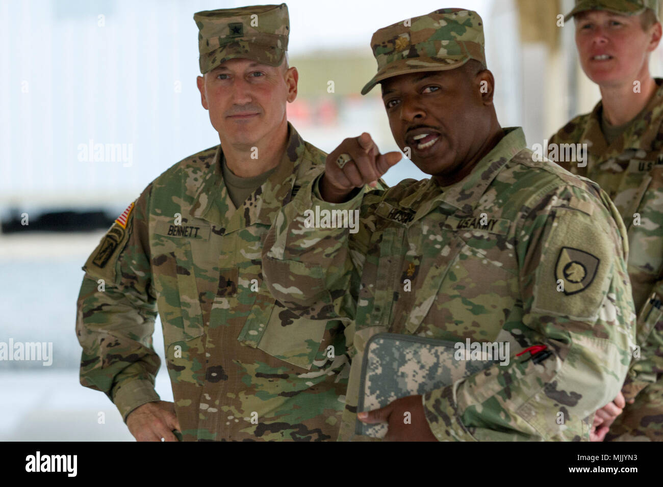 Major Jamel Hudson, 350th Human Resources Company Commander, explains ...