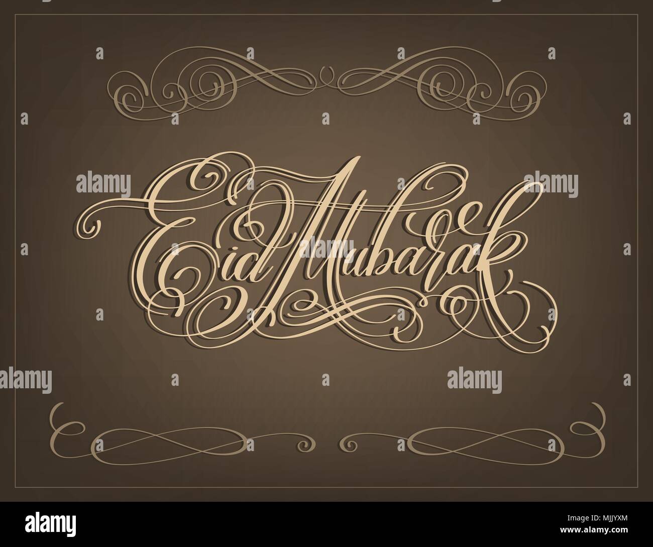 Eid Mubarak hand lettering calligraphy text to islamic holiday Stock ...