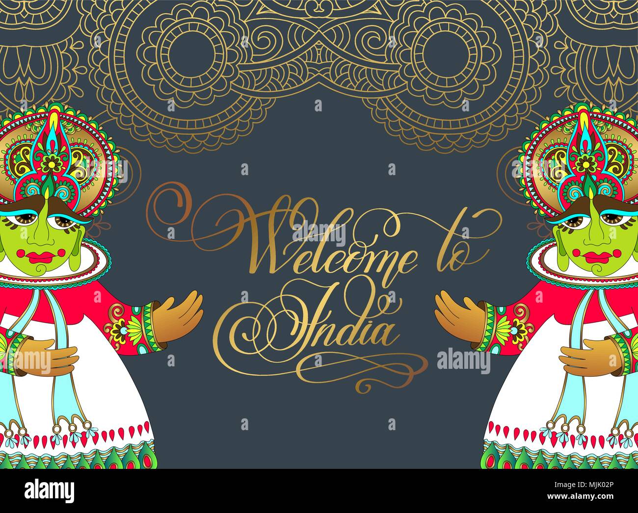 Welcome sign phrase lettering Stock Vector Images - Alamy