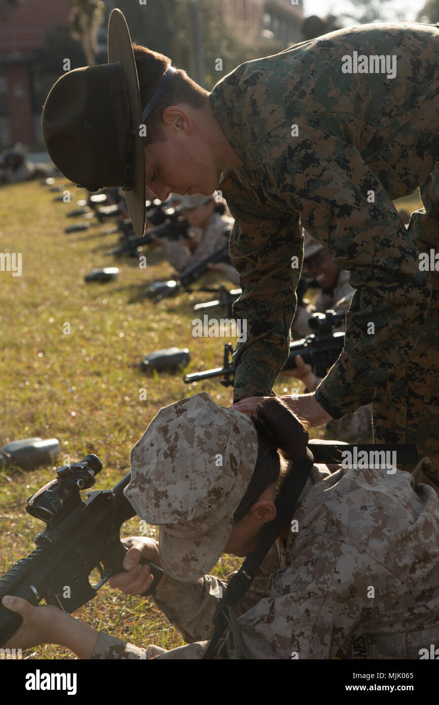 U.S. Marine Corps Sgt. Nichols Jade, Drill Instructor with Papa Company ...