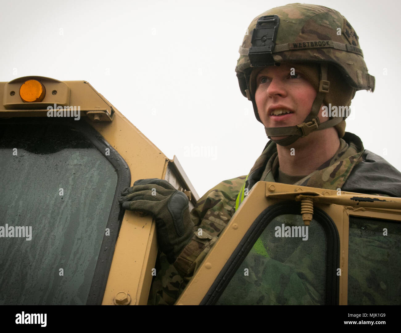 Pfc. Dominic Westbrook, a military truck driver assigned to the 32nd ...