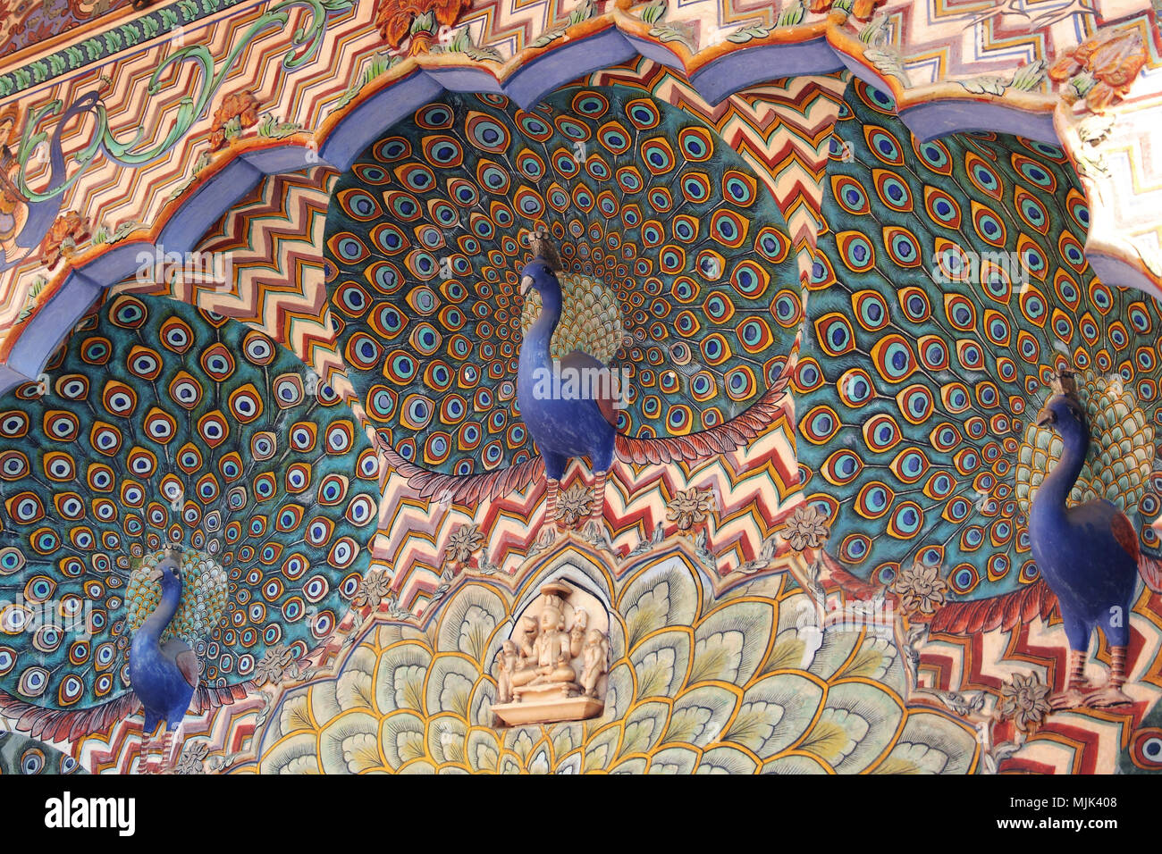 Famous peacocks art in Jaipur city palace Stock Photo - Alamy