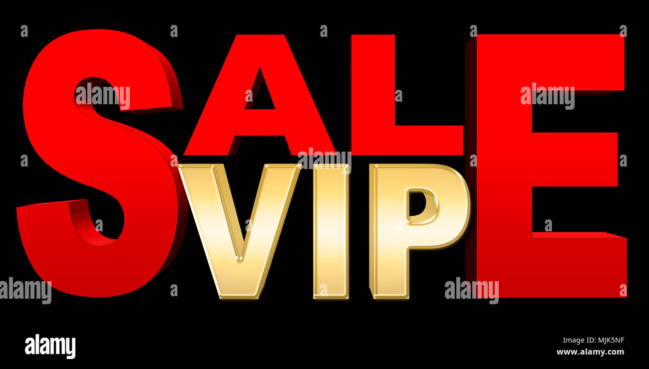 Stock Illustration - Large Red Text: Sale, Golden Text: VIP, 3D ...
