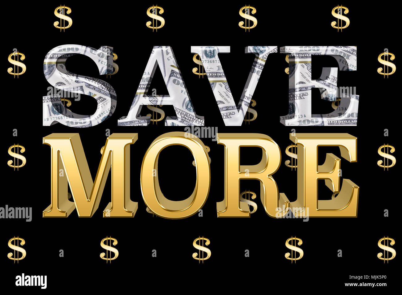 Stock Illustration - Large Metallic Text: Save More, 3D Illustration ...