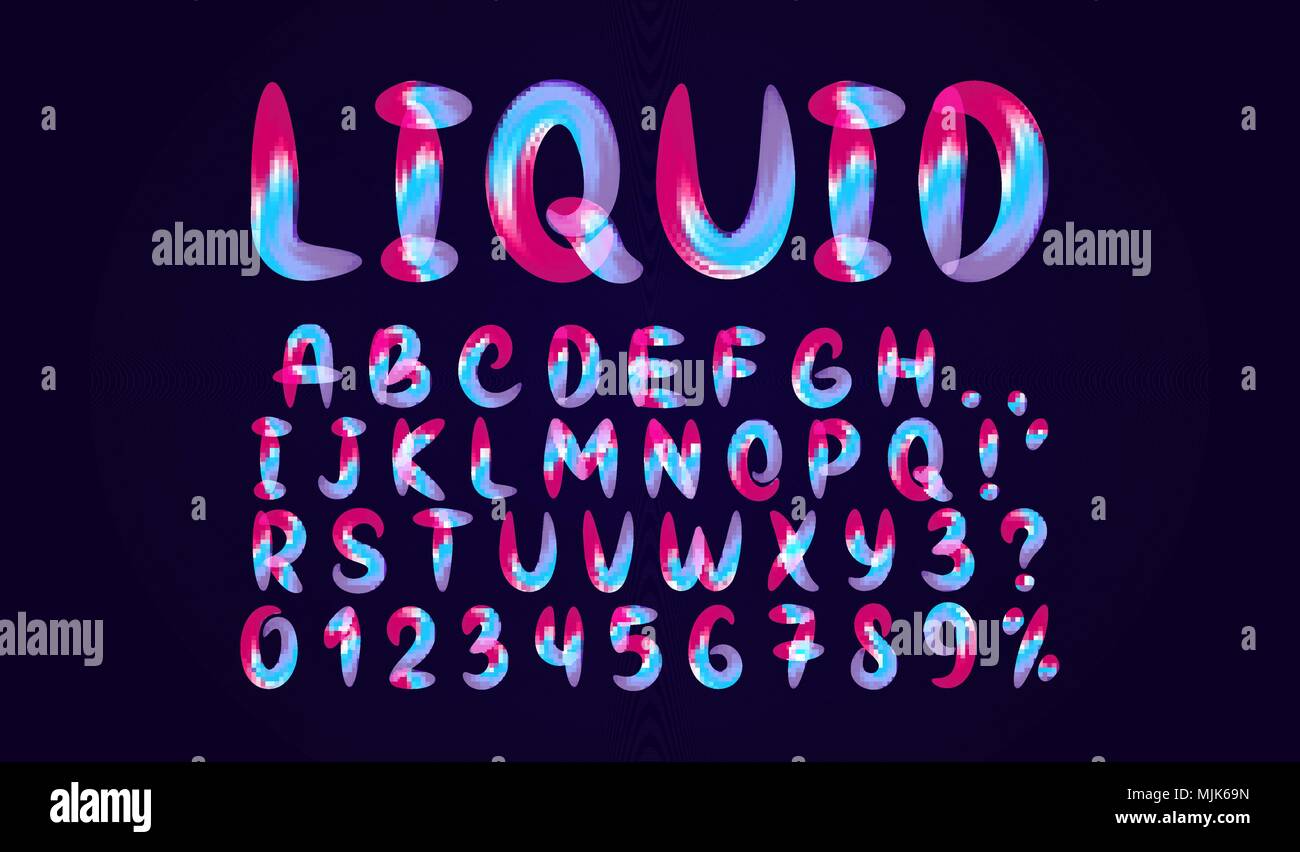 Fluid colored letter. Alphabet font of melting liquid. Design 3d sign ...