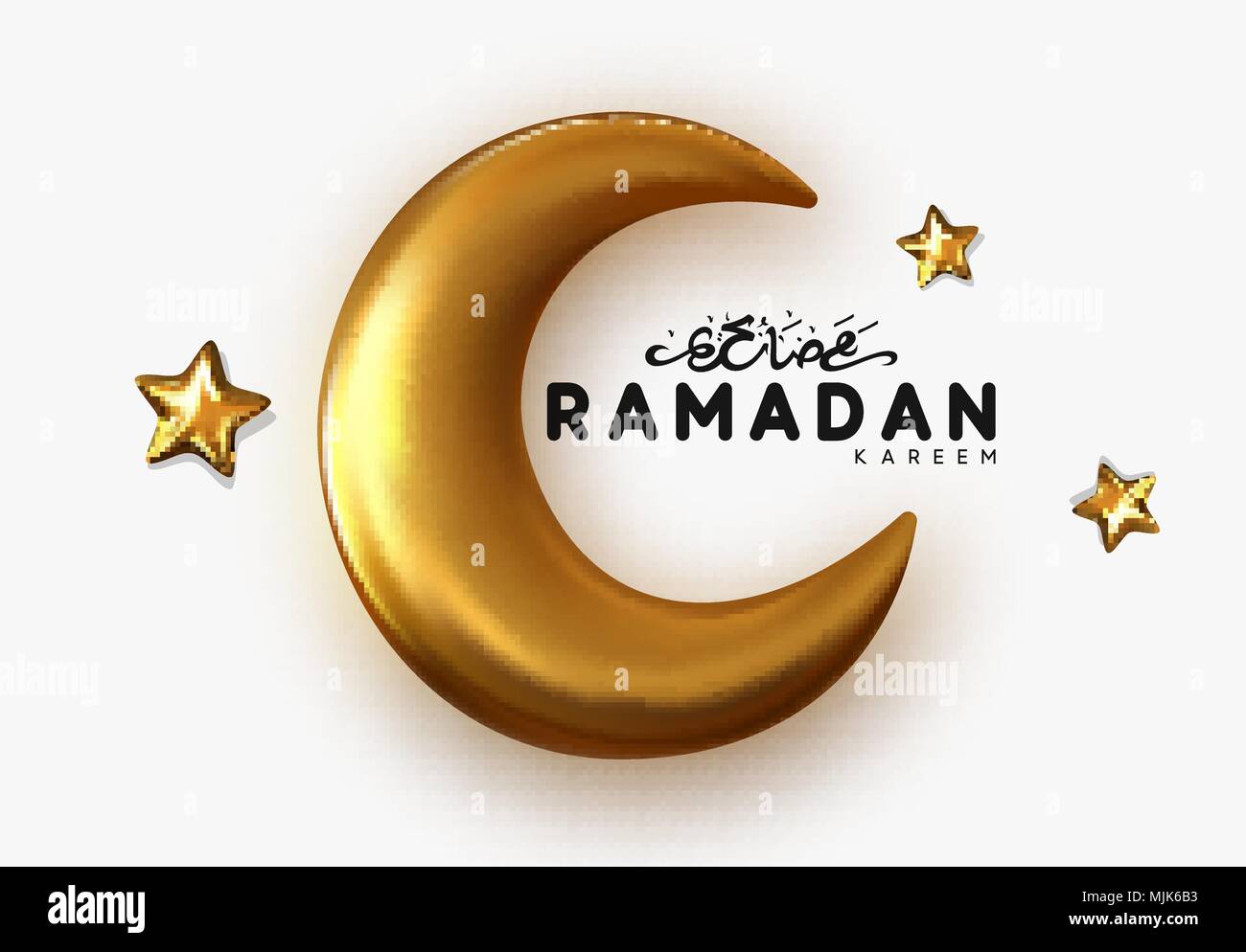 Ramadan Kareem islamic design gold crescent moon with arabic ...