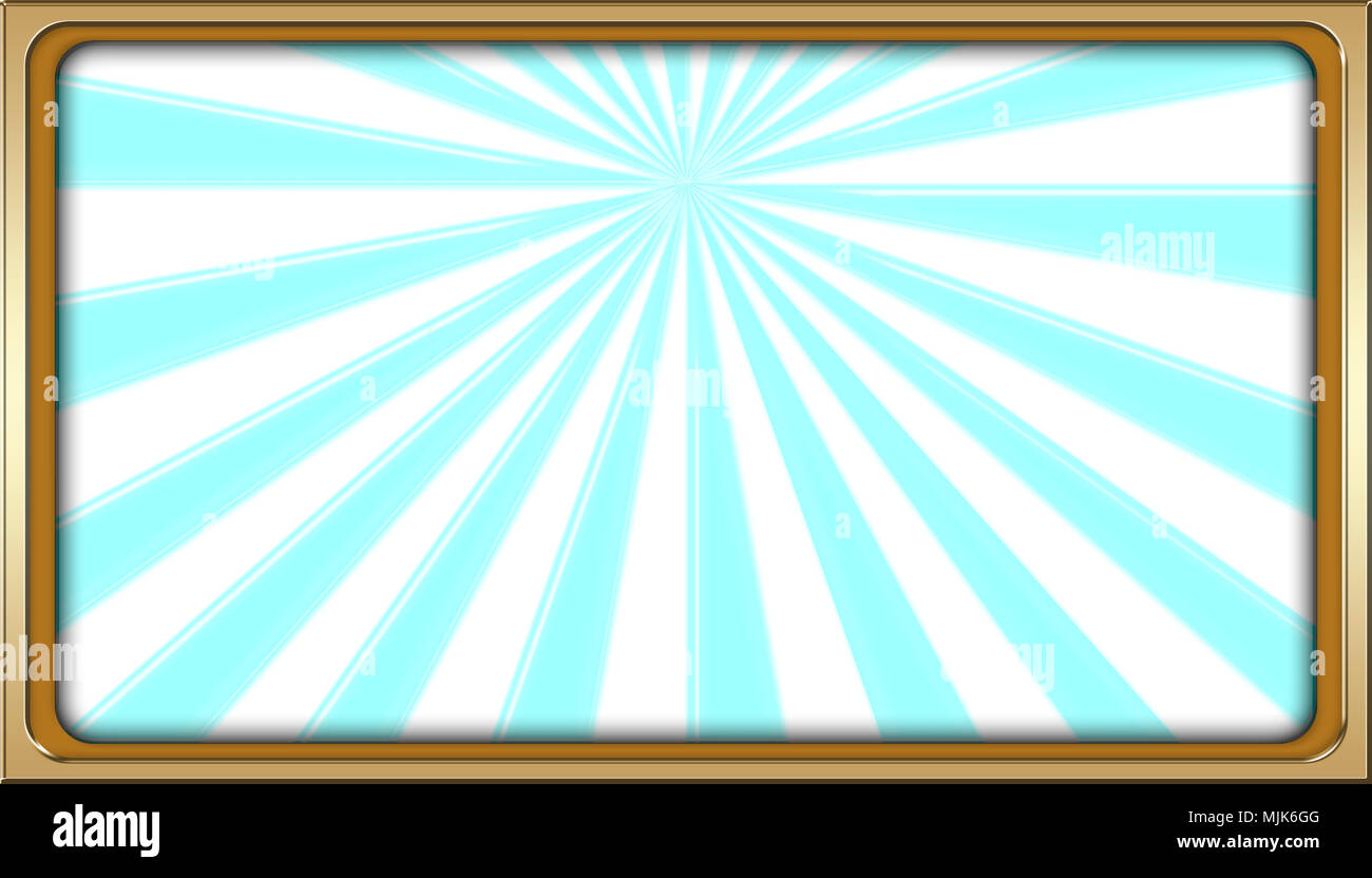 Stock Illustration - Shiny Golden Framed Rays of Blue Light, Rectangle ...