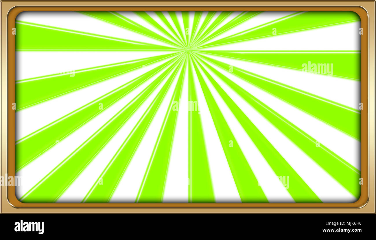 Stock Illustration - Shiny Golden Framed Rays of Green Light, Rectangle ...
