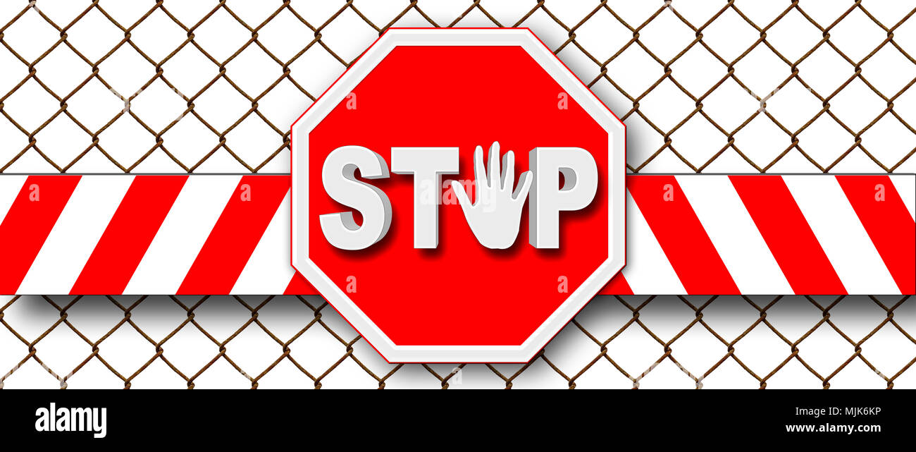 Stock Illustration - Red Stop Traffic Sign, White Text STOP, 3D ...
