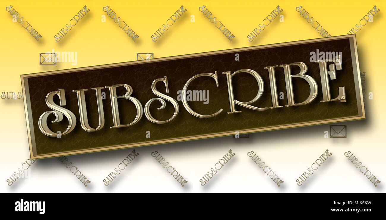 Stock Illustration - Golden Subscribe Text, 3D Illustration, White Gold ...