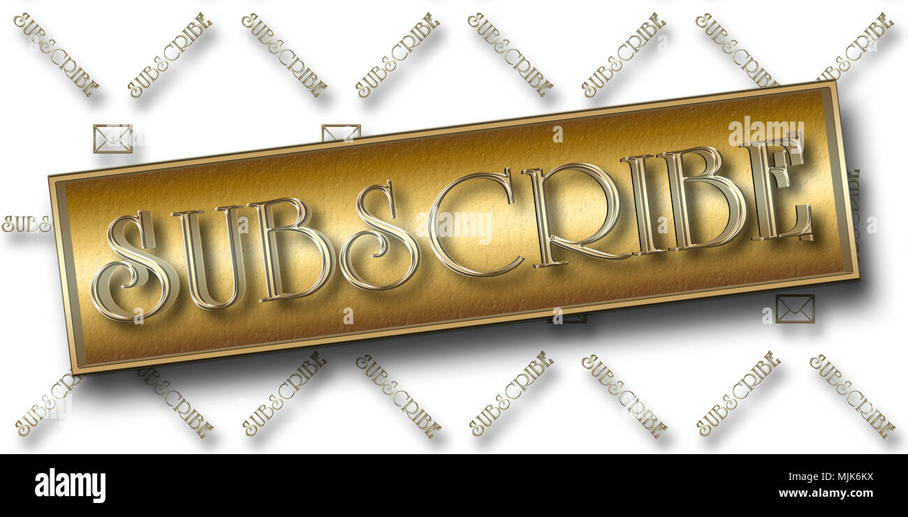 Stock Illustration - Golden Subscribe Text, 3D Illustration, White ...