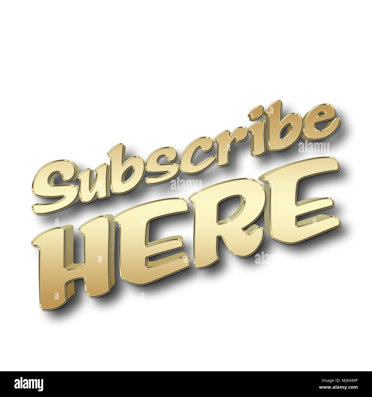 Stock Illustration - Large Golden Text: Subscribe Here, 3D Illustration ...