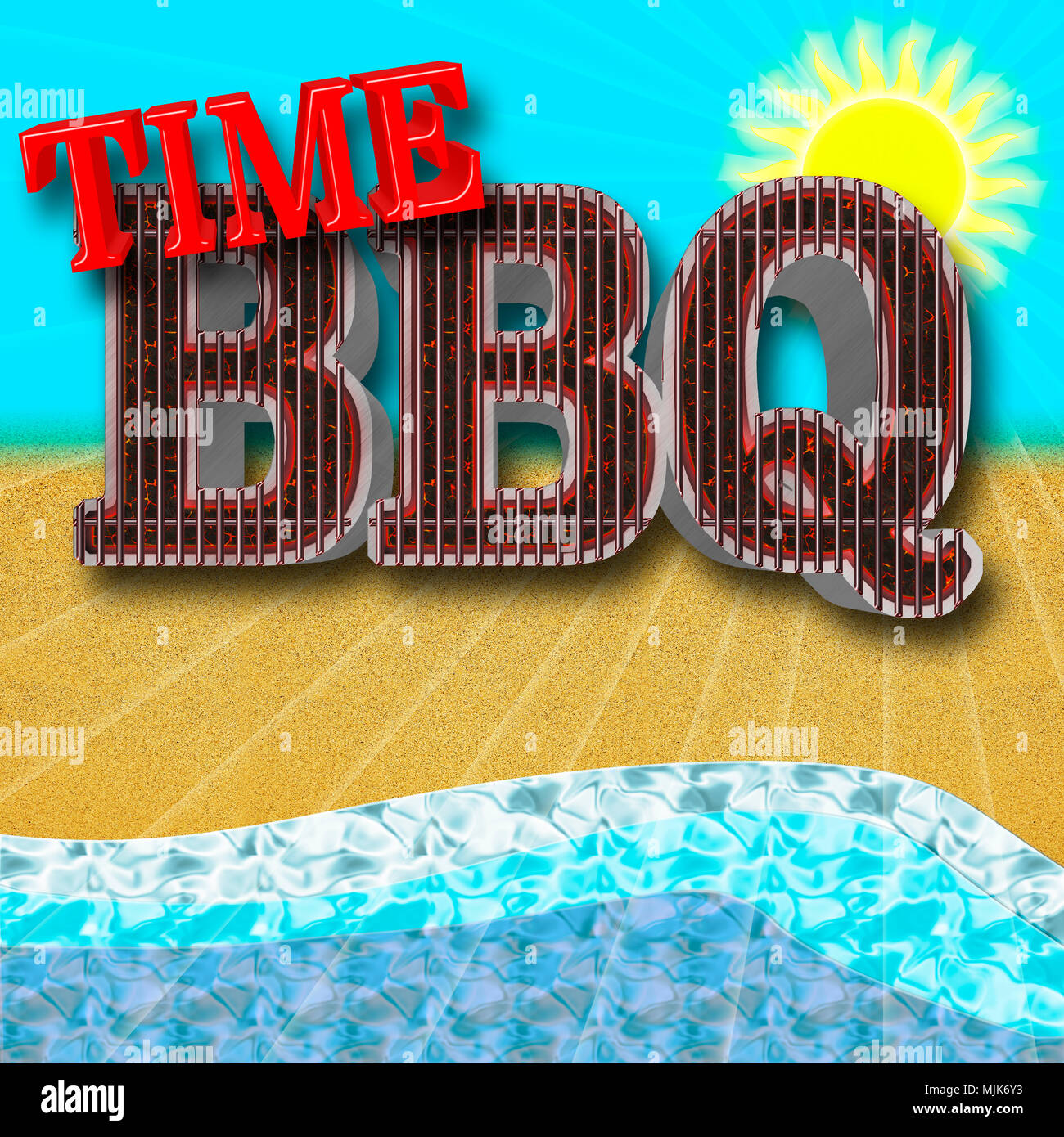 Stock Illustration - Bright Red Text: Summer Grill BBQ, 3D Illustration ...