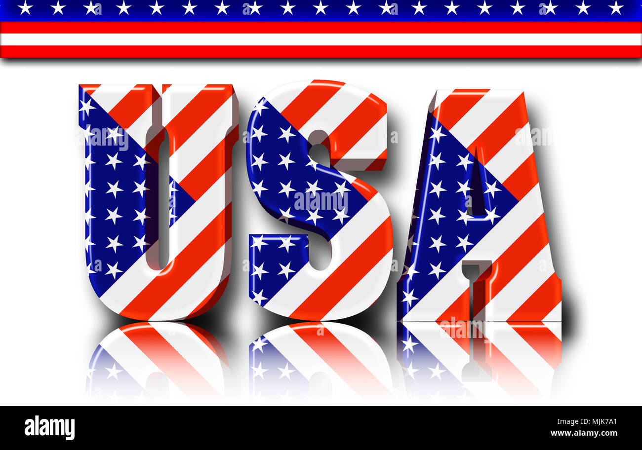 Stock Illustration - Bright Text: USA, Characters Wrapped in the United ...