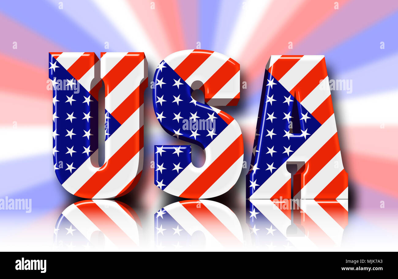 Stock Illustration - Bright Text: USA, Characters Wrapped in the United ...