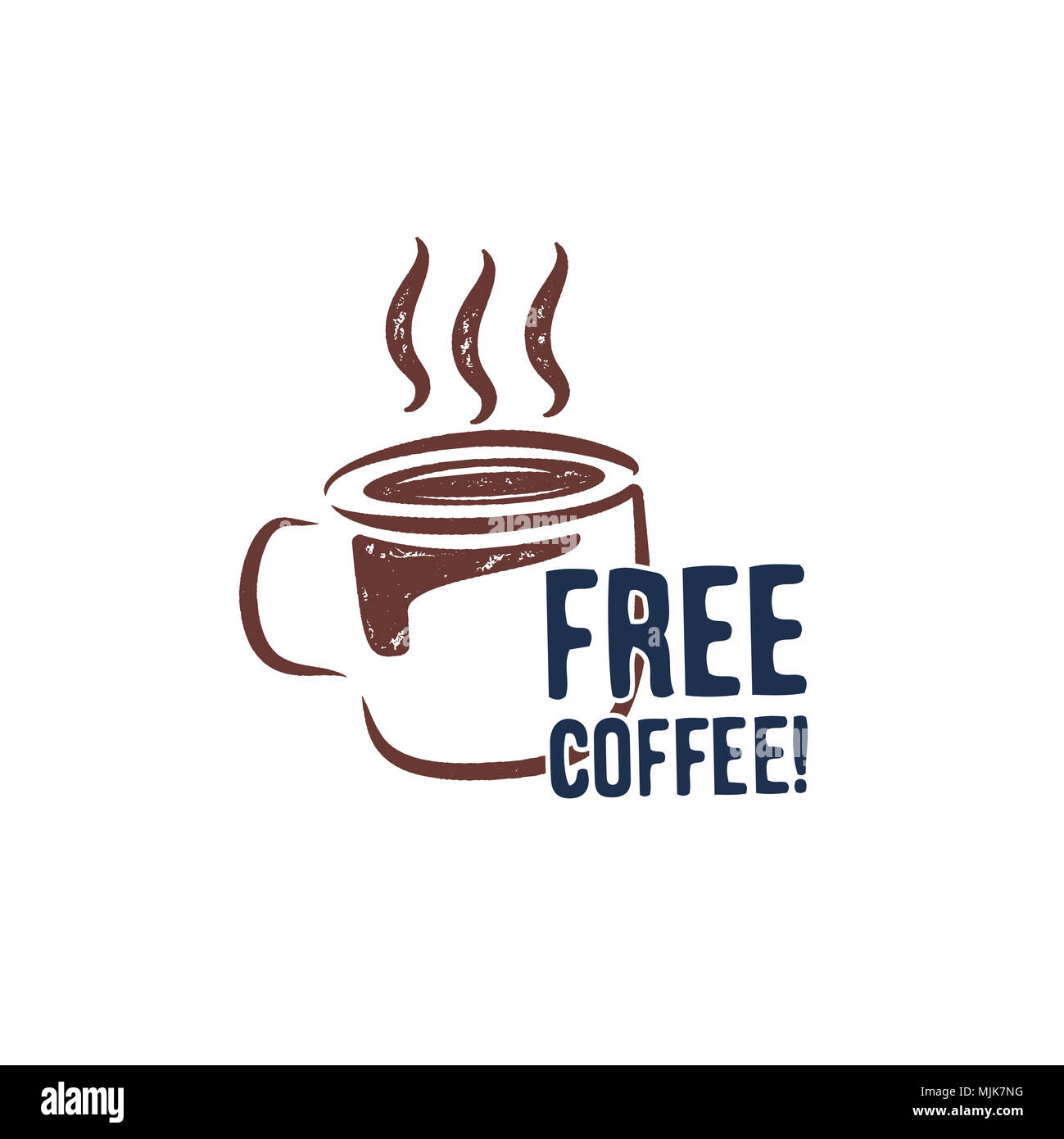 Vintage hand drawn coffee cup stamp. Grunge retro badge. Typography ...