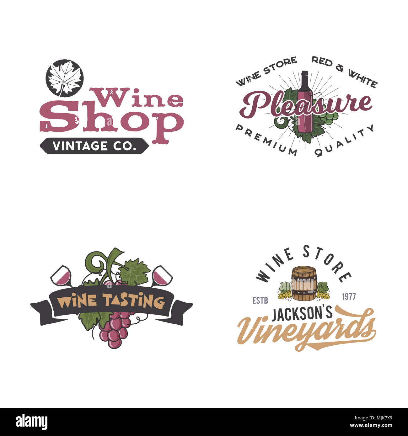 Wine logos, labels set. Winery, wine shop, vineyards badges collection ...