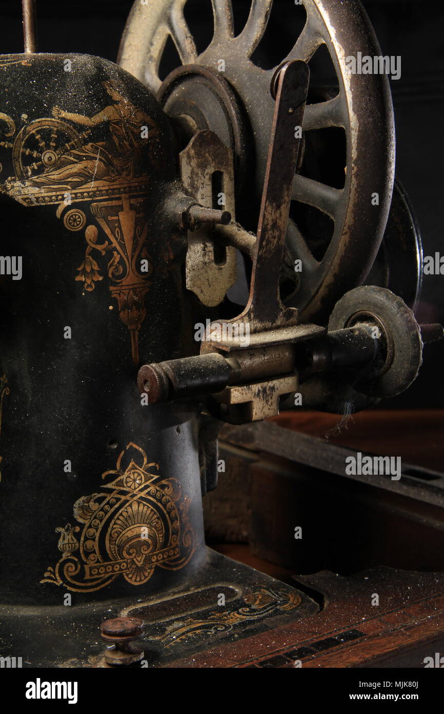 Old sewing machine closeup Stock Photo - Alamy
