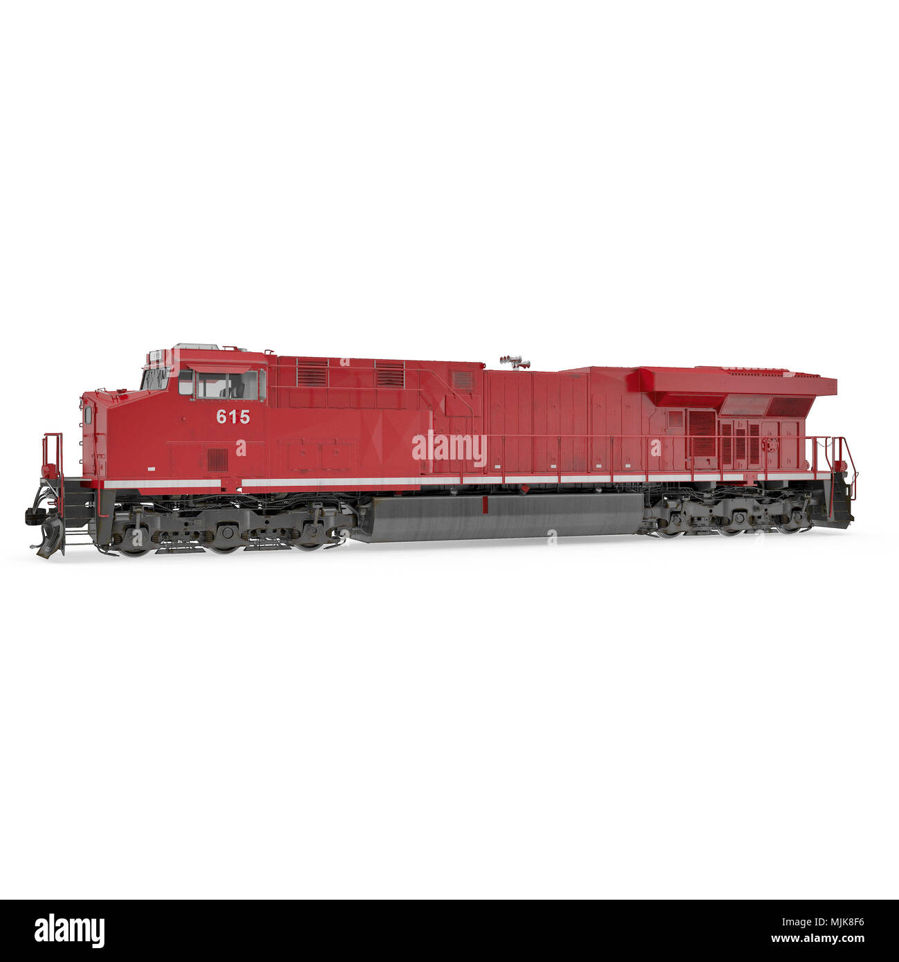 Red Diesel Locomotive on white. 3D illustration, clipping path Stock ...