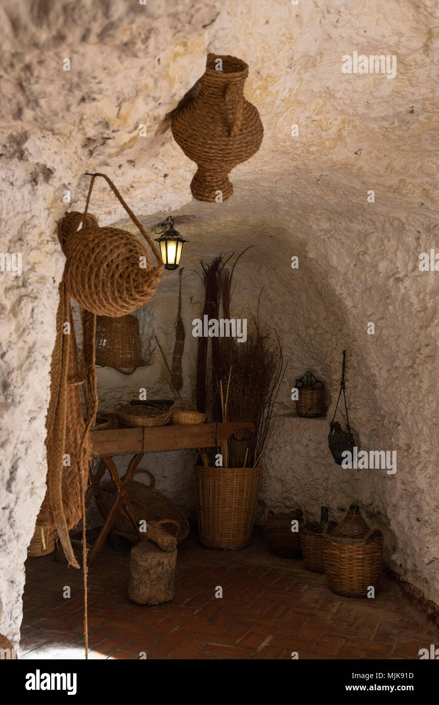 Cave dwelling interior, Museo Cuevas del Sacromonte, Granada, Andalucia ...