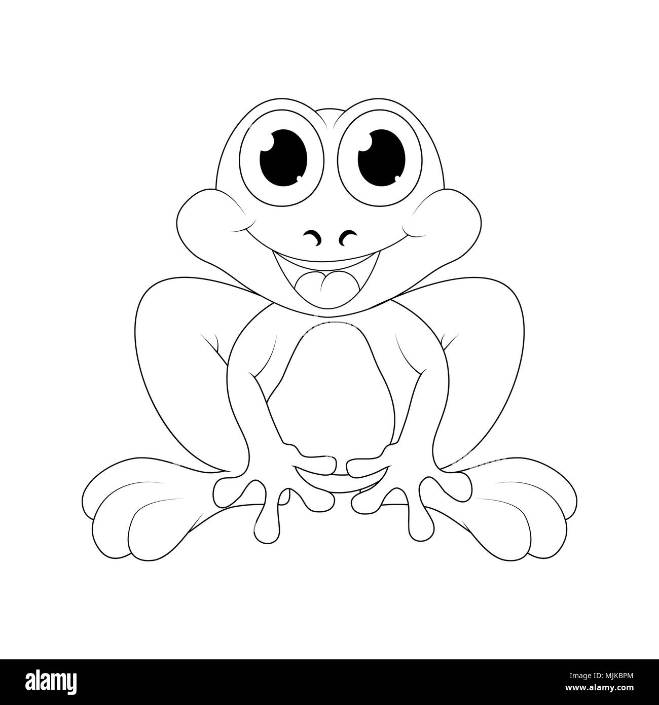 Cartoon frog outline isolated on white background Stock Vector Image ...