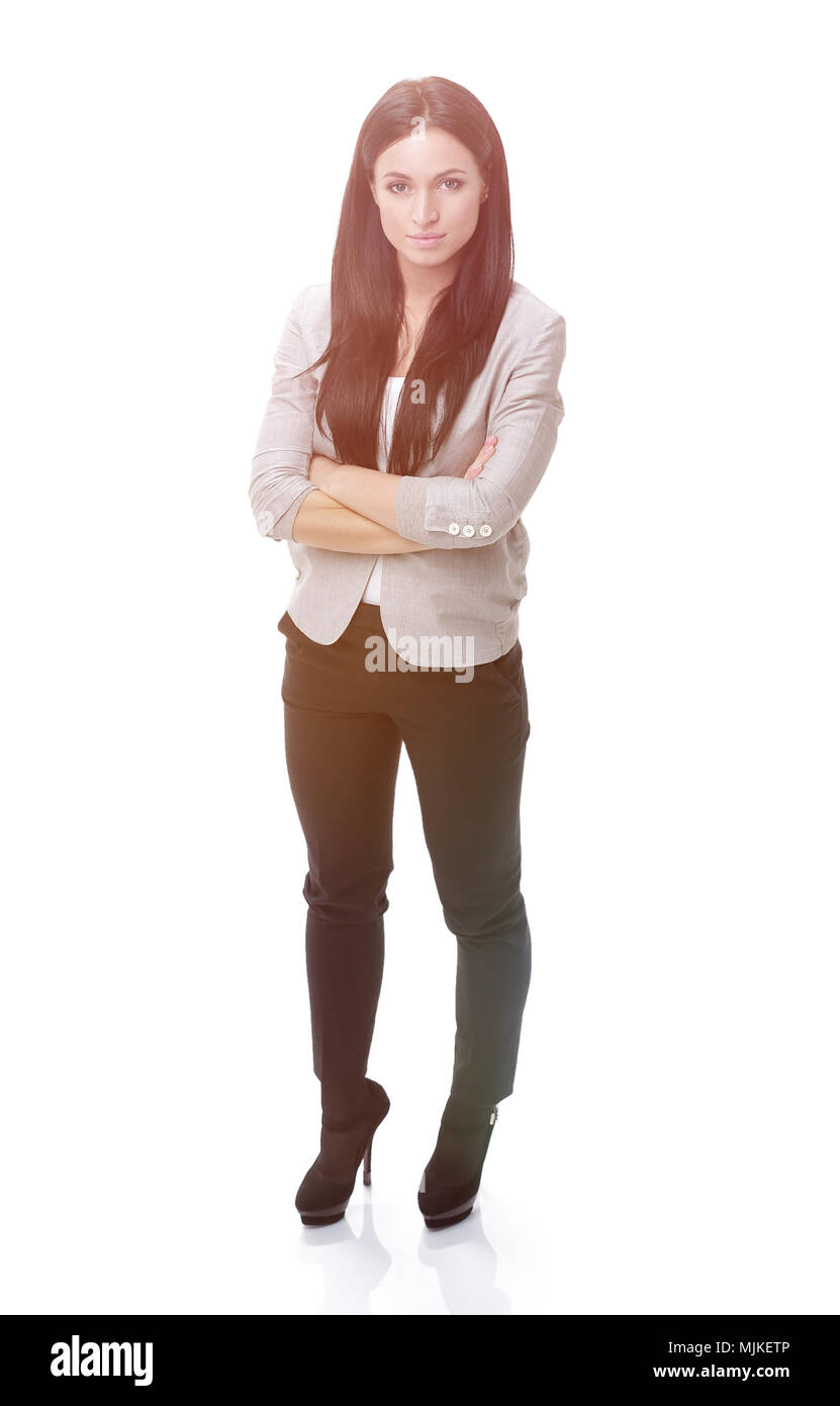 Portrait in full growth of a successful young woman Stock Photo - Alamy