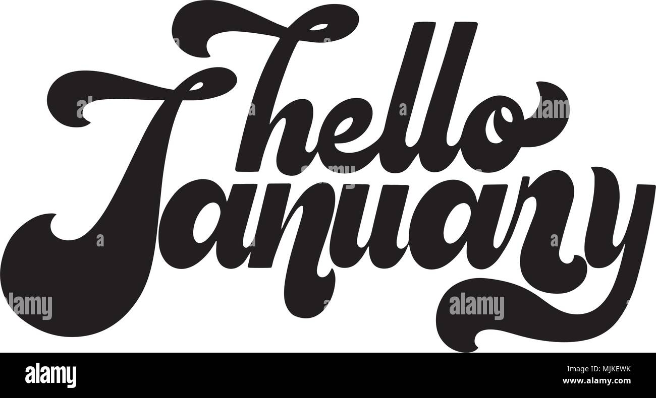 Hello January lettering. Elements for invitations, posters, greeting ...