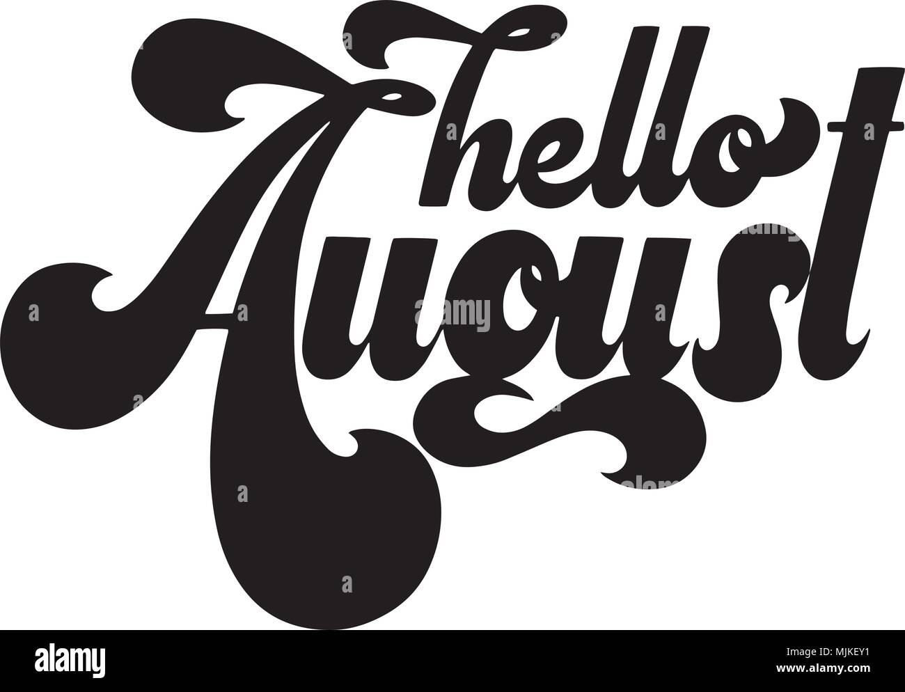 Hello August lettering. Elements for invitations, posters, greeting ...