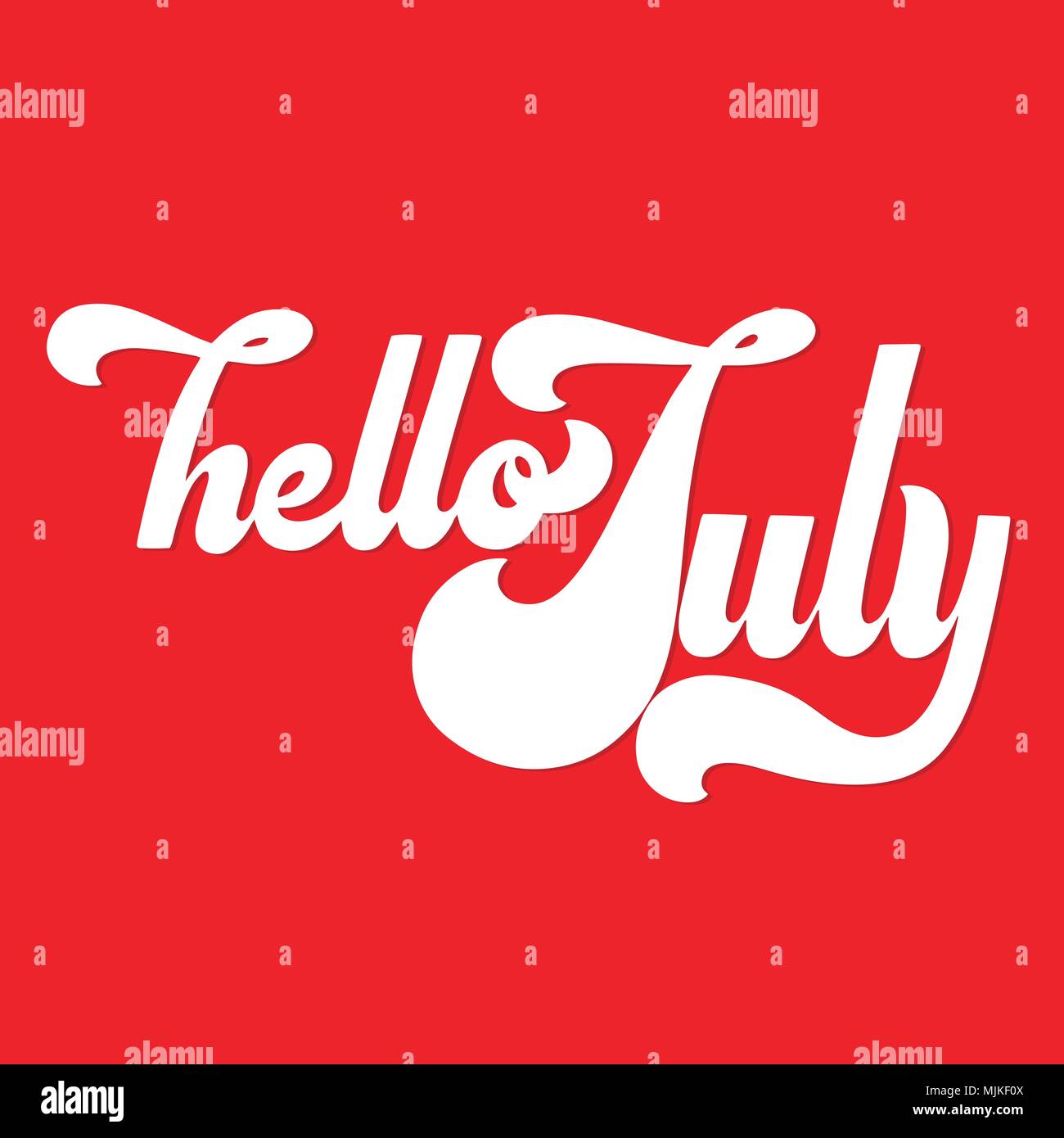 Hello July lettering. Elements for invitations, posters, greeting cards ...