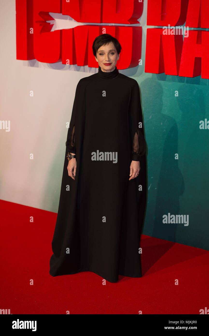 Kristin Scott Thomas at the European premiere of Tomb Raider at the Vue ...