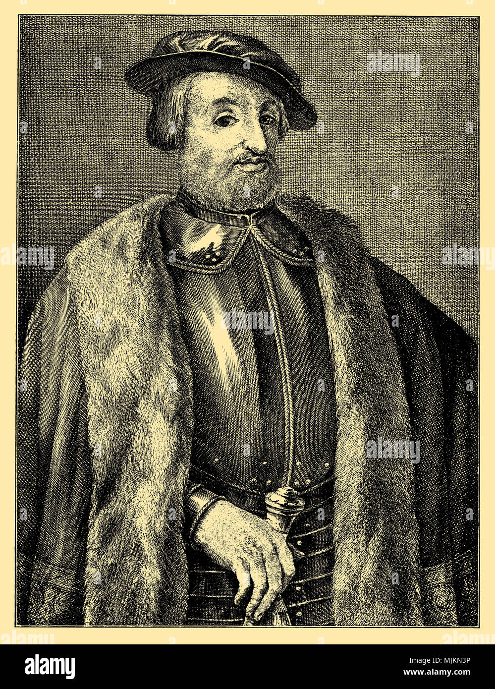 Ferdinand Cortez. According to the engraving by Carmona, Carmona Stock ...