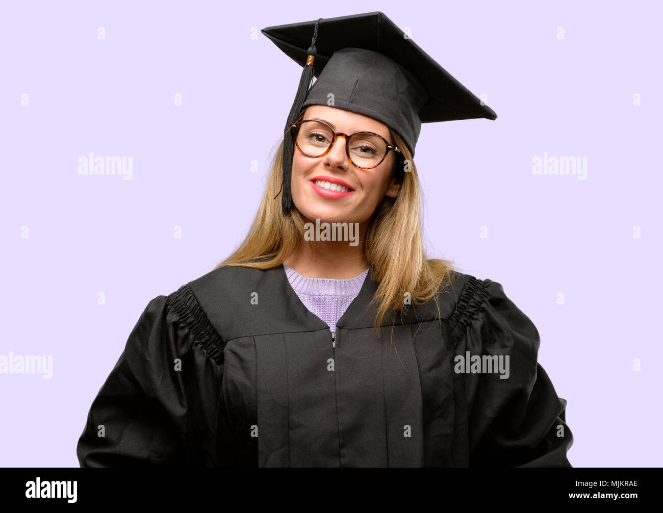Young woman university graduate student confident and happy with a big ...